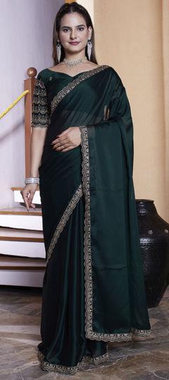 Festive, Party Wear Green color Chiffon fabric Saree : 2014231