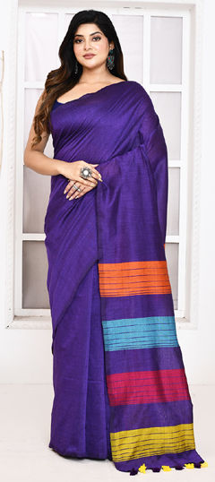 Festive, Summer, Traditional Blue color Cotton Flex fabric Saree : 2025730