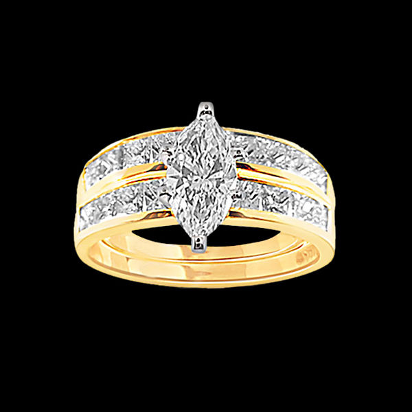 300436: Gold Rodium Polish Ring in Metal Alloy studded with CZ Diamond.