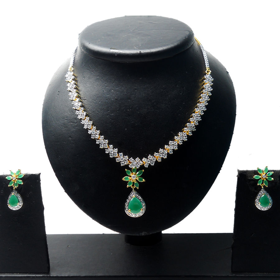 301320: Gold Rodium Polish Necklace set with Earring in Metal Alloy ...