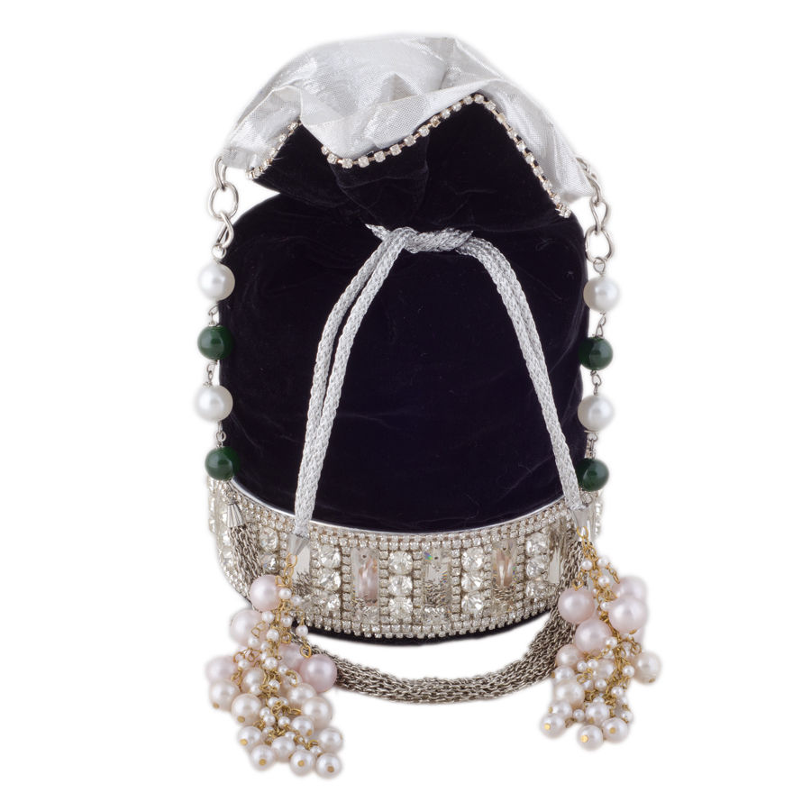 330608: Black and Grey color family Potli.