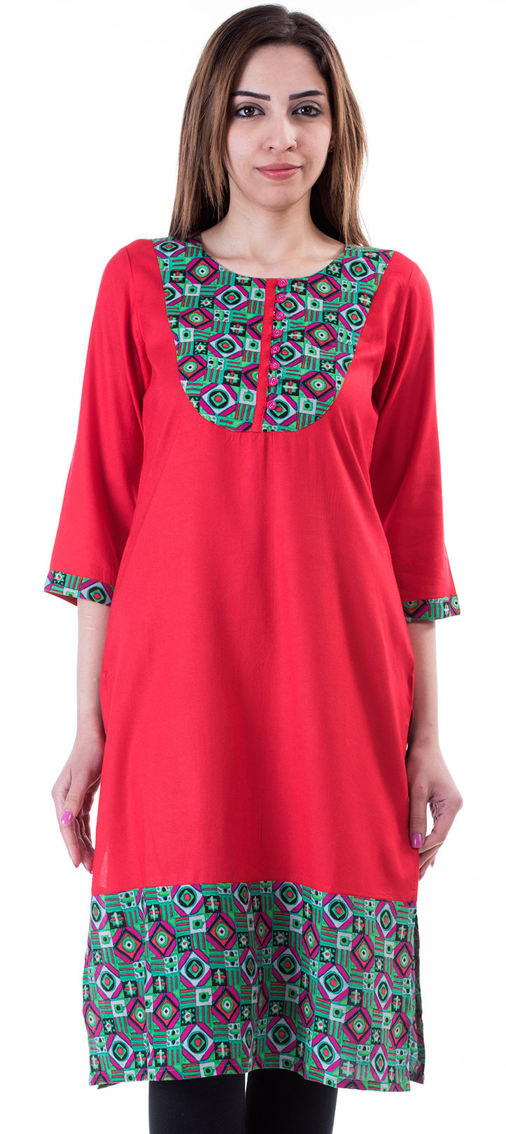 453673: Red and Maroon color family stitched Cotton Kurtis,Kurti