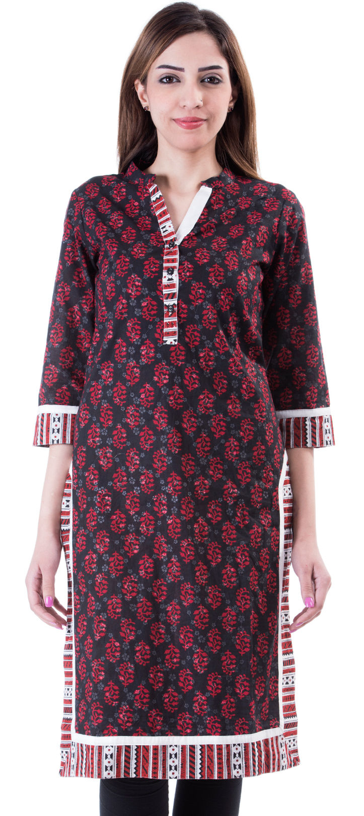 453677: Black and Grey,Red and Maroon color family stitched Cotton ...