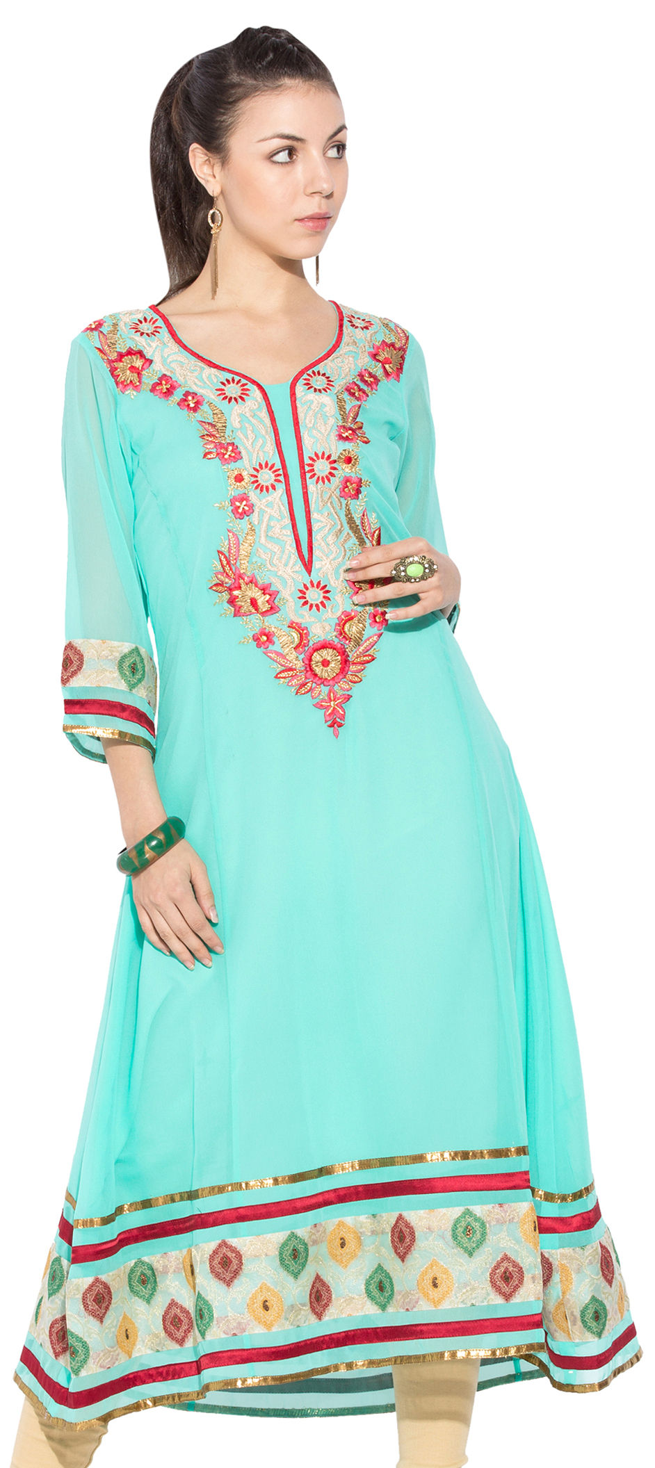 458778: Blue color family stitched Kurti