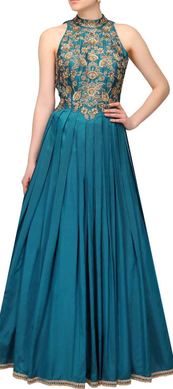 474499: Blue color family stitched gown