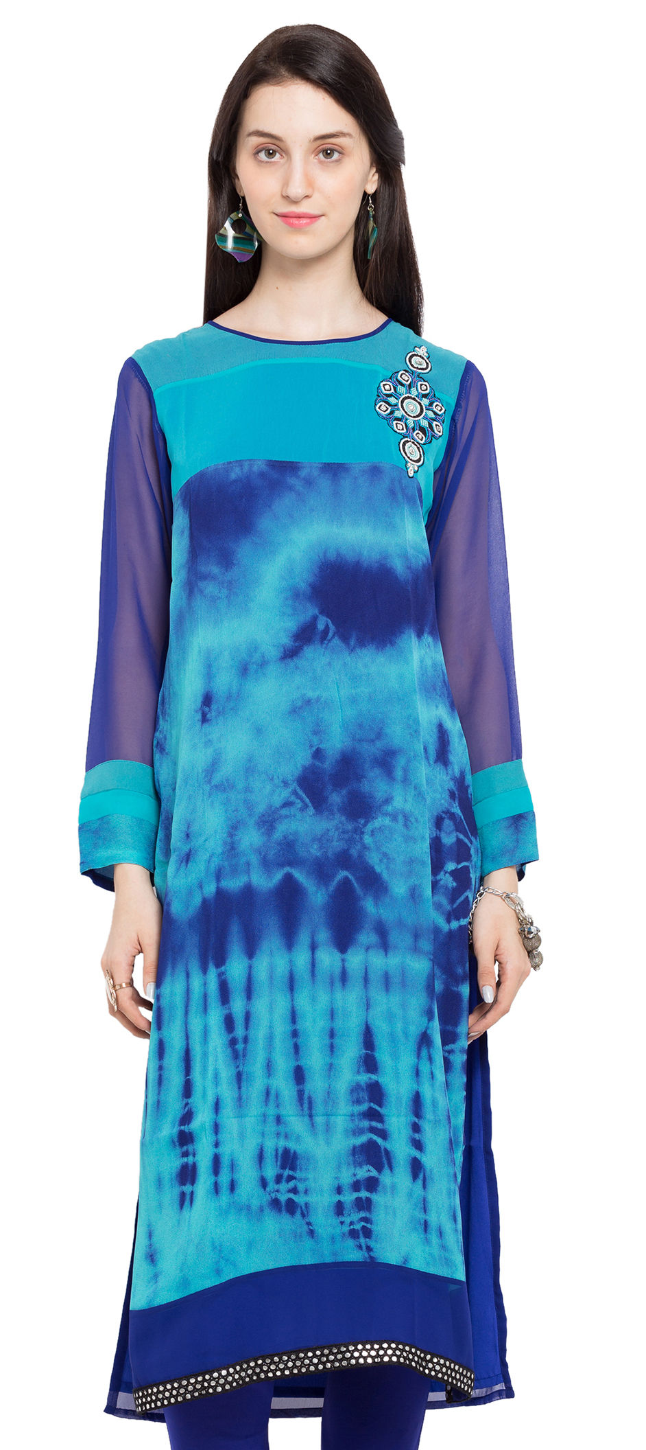 476027: Blue color family stitched Kurti, Printed Kurtis