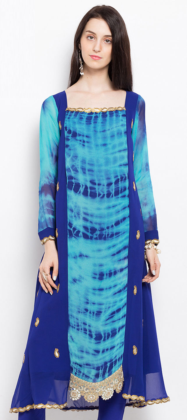 489195: Blue color family stitched Kurti