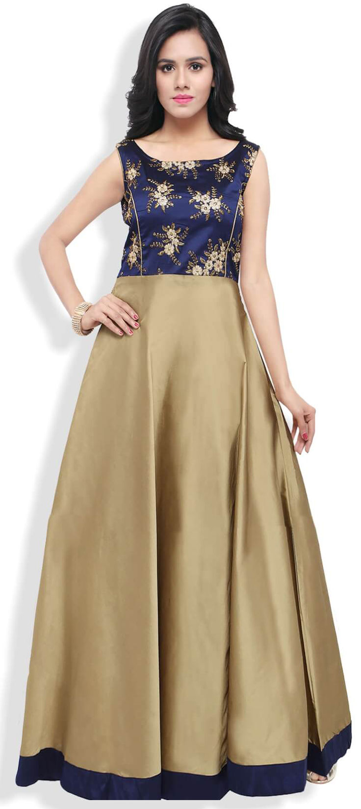 489474: Blue color family stitched gown