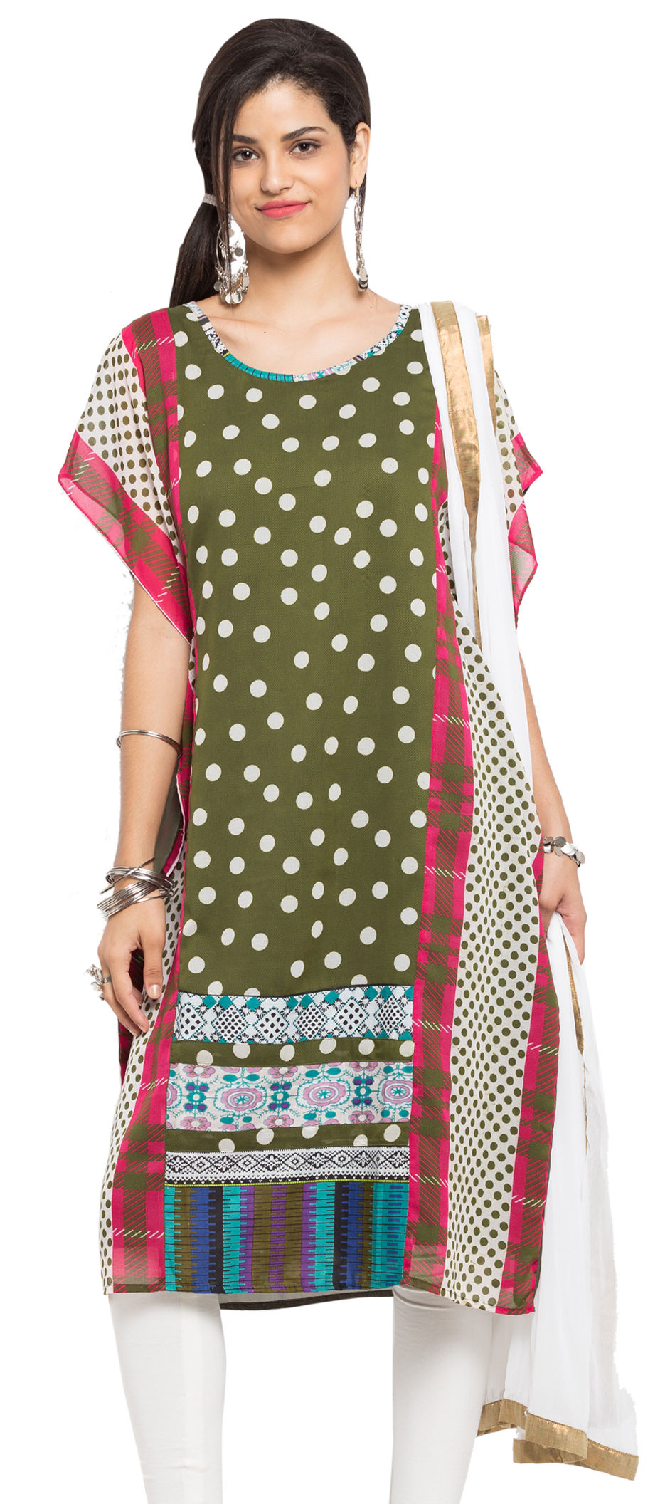 491326: Green color family stitched Printed Kurtis