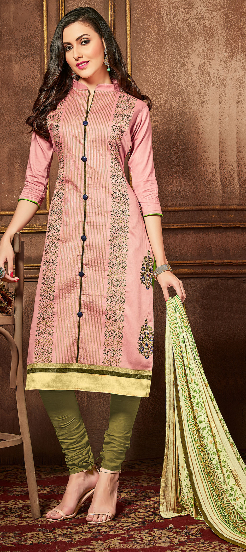 Casual Pink and Majenta color Cotton fabric Salwar Kameez : 492438