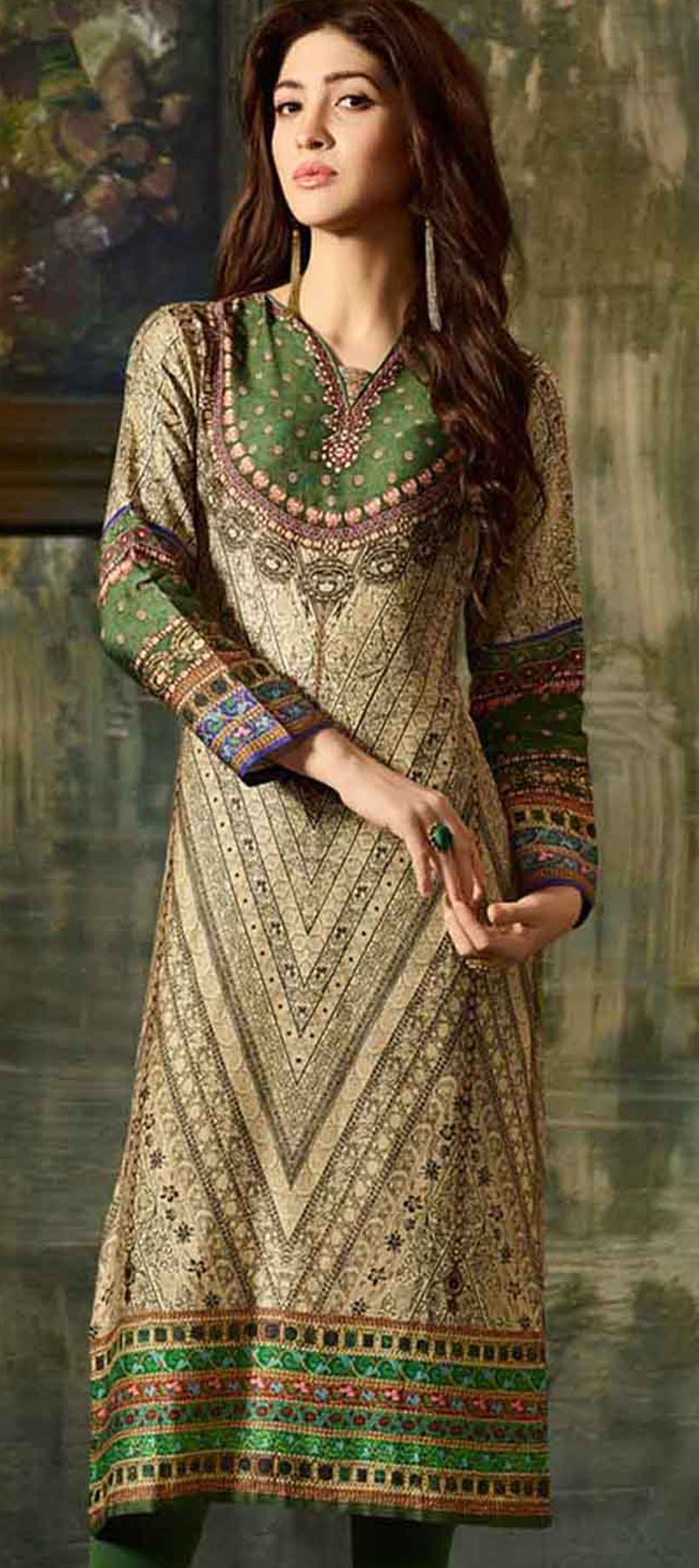 498159: Multicolor color family stitched Cotton Kurtis,Printed Kurtis