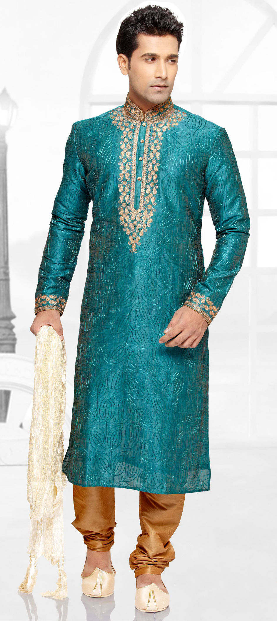 Blue color Art Silk fabric Kurta Pyjamas : 503048