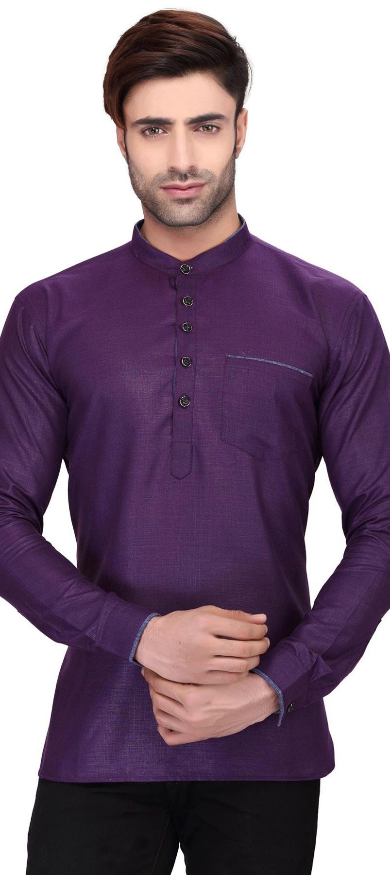 504965: Purple and Violet color family stitched Kurta