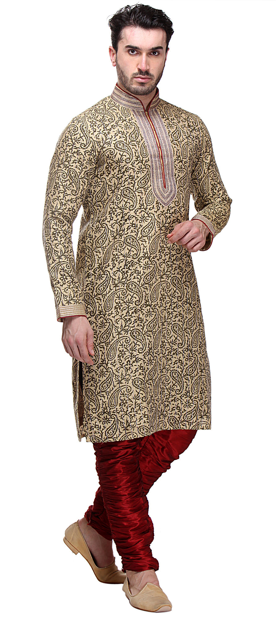 Multicolor color Art Dupion Silk fabric Kurta Pyjamas : 506547