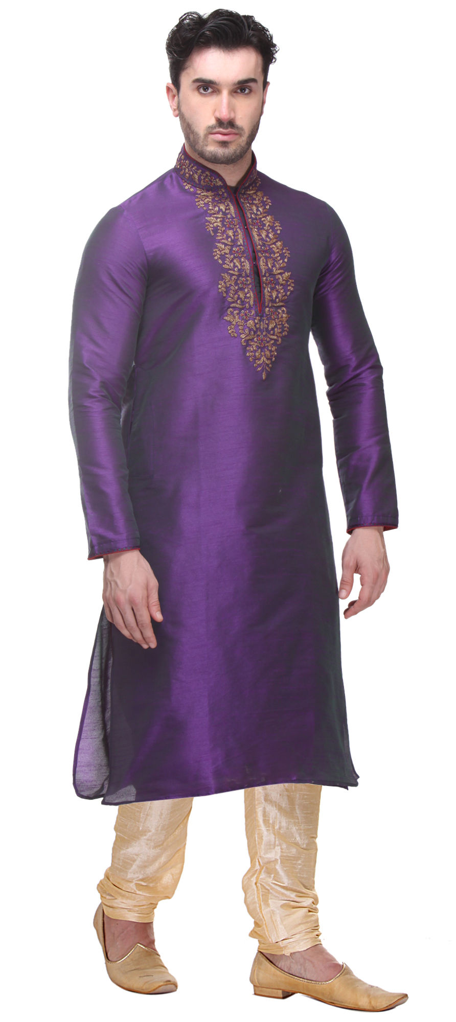 506550: Purple and Violet color Art Dupion Silk fabric Kurta Pyjamas
