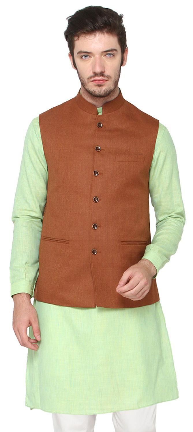 507152: Beige and Brown color family stitched Modi Jacket