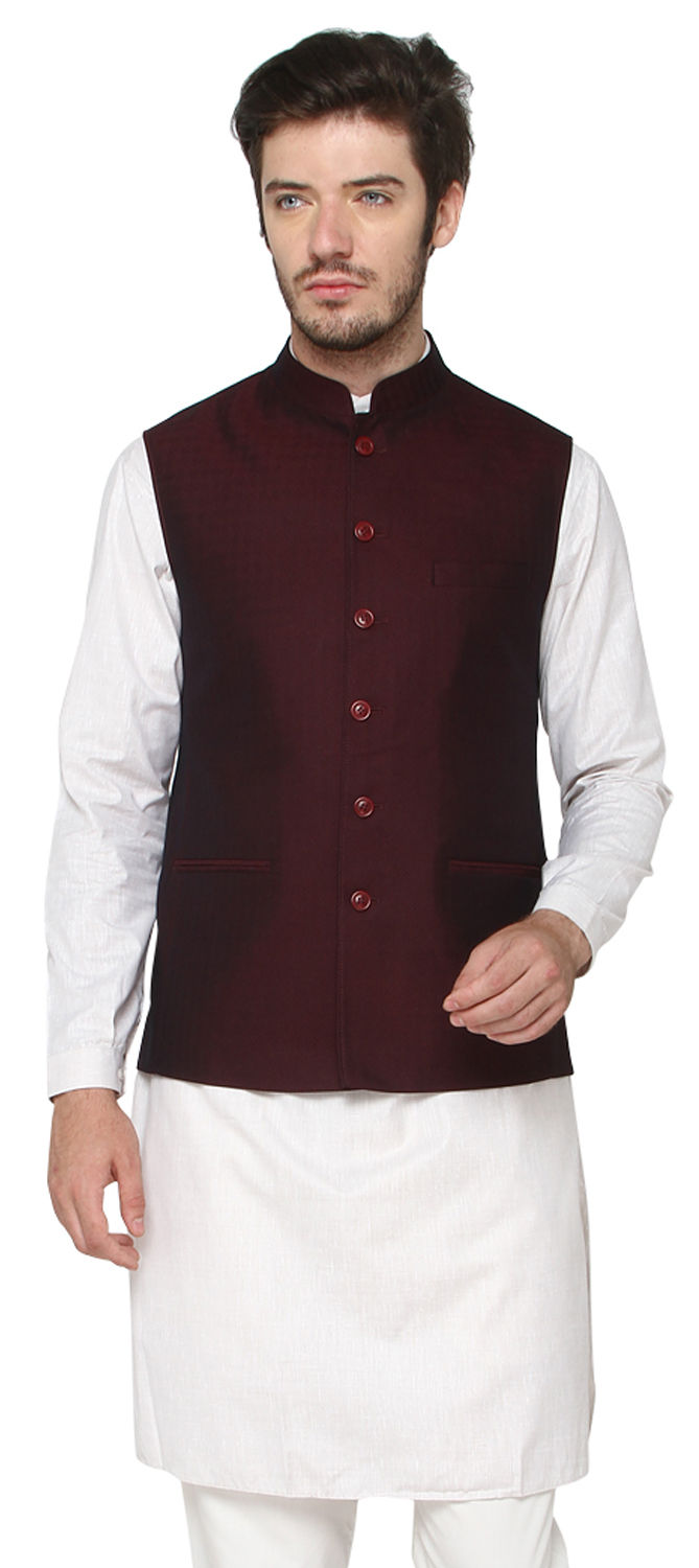 507155: Red and Maroon color family stitched Modi Jacket