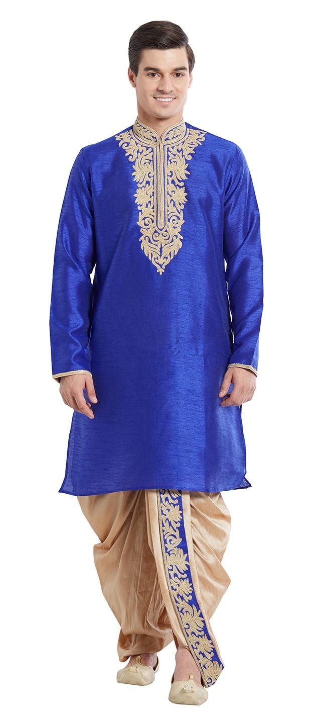 508826: Blue color Blended fabric Dhoti Kurta