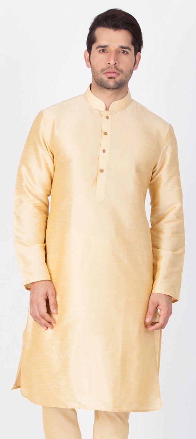 509268: Gold color Silk cotton fabric Kurta