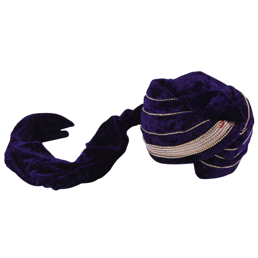 600018: Purple and Violet color family stitched turban.