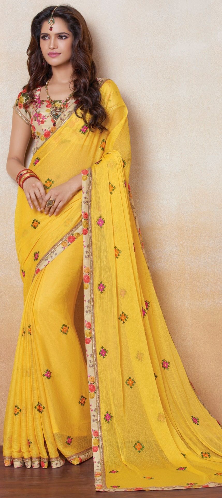 755314: Yellow color family Embroidered Sarees, Party Wear Sarees with ...