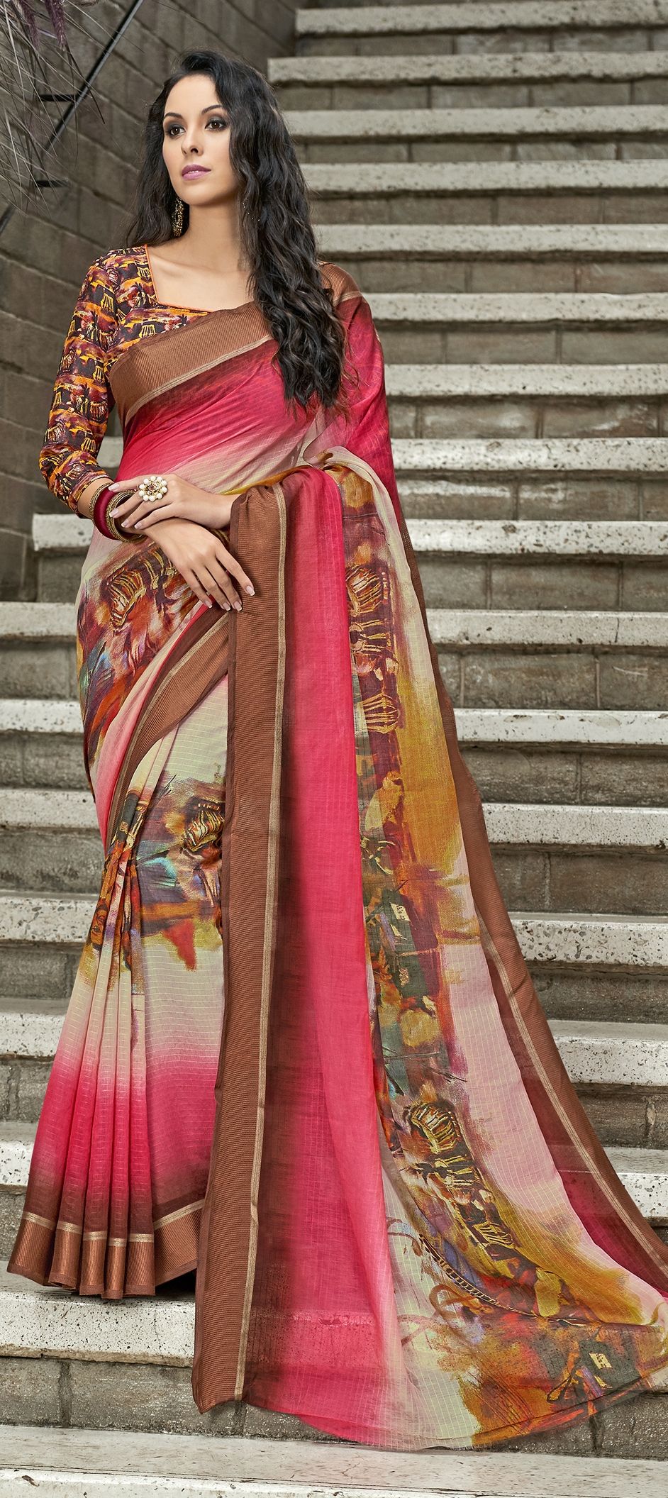 762874: Multicolor color family Silk Sarees with matching unstitched ...