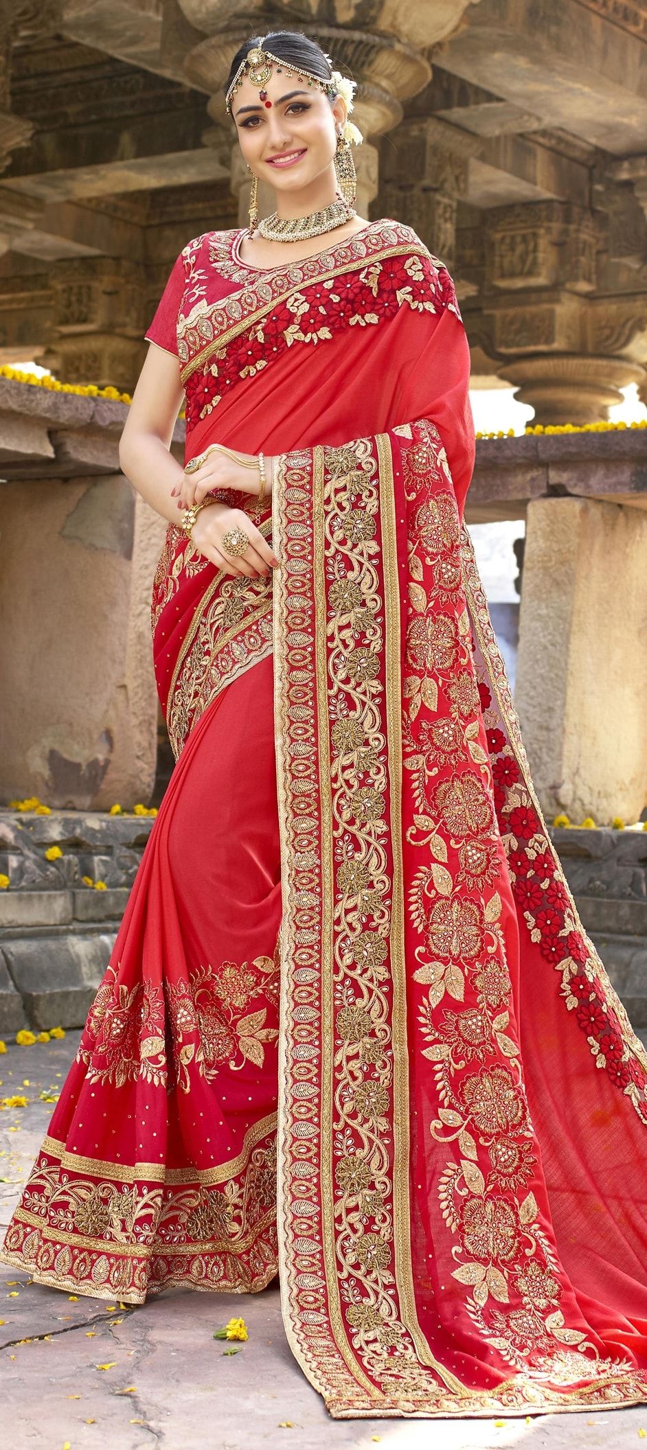 771171: Red and Maroon color family Embroidered Sarees, Party Wear ...