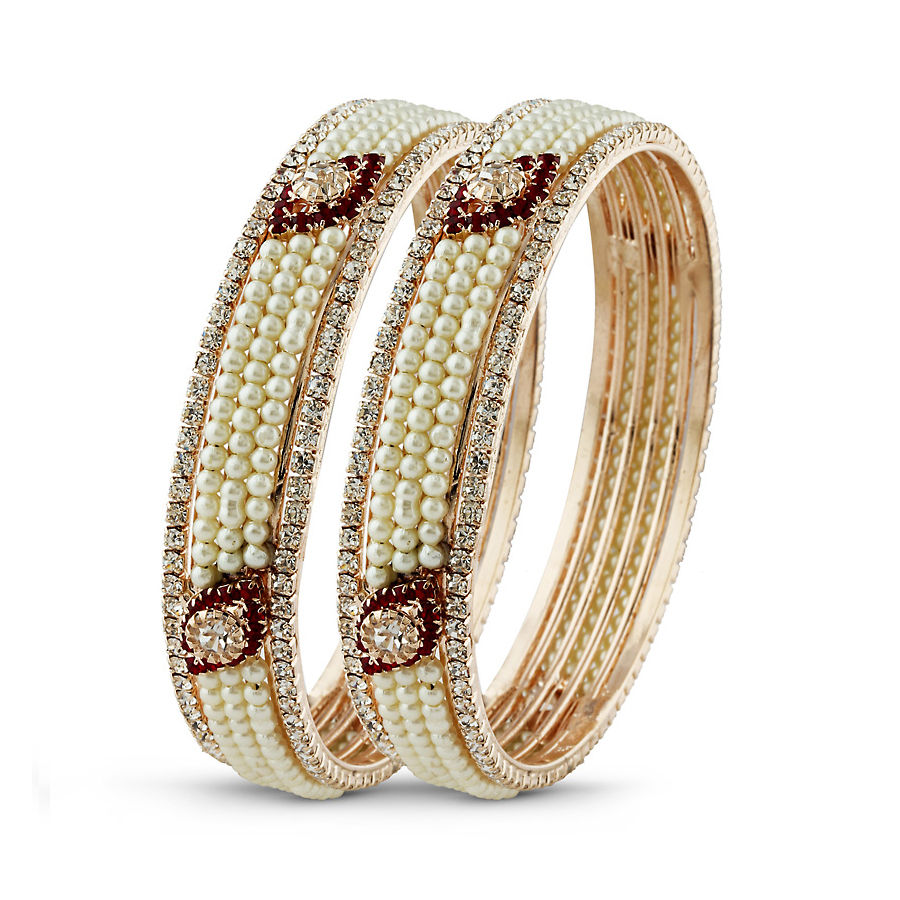 803881: Red and Maroon, White and Off White color family Bangles and ...
