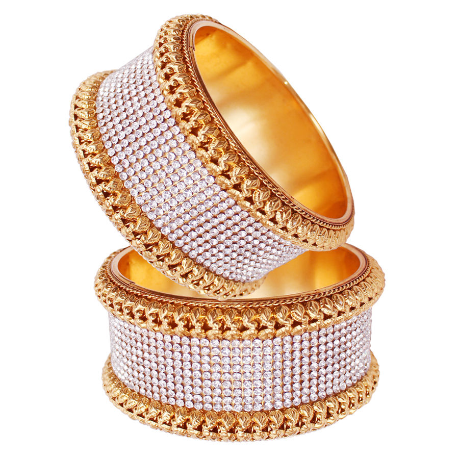 White and Off White color Metal Alloy metal Bangles : 805747