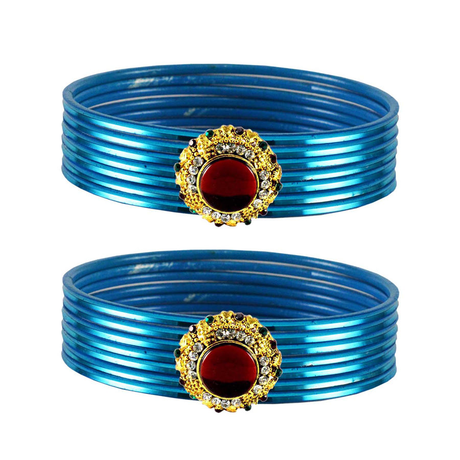 806624: Blue color family Bangles and Enamel work