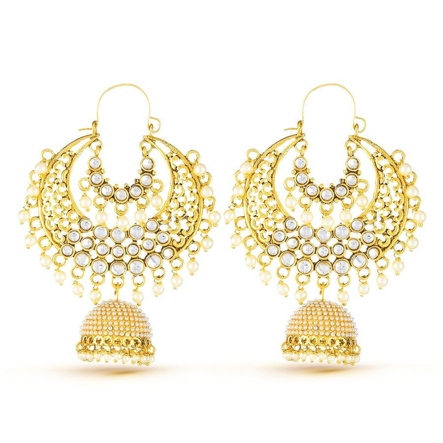 810167: White and Off White color family Earrings and Gold Rodium ...