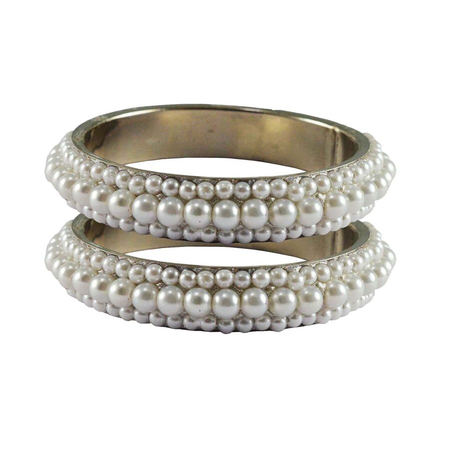 812241: White and Off White color family Bangles and Gold Rodium Polish ...
