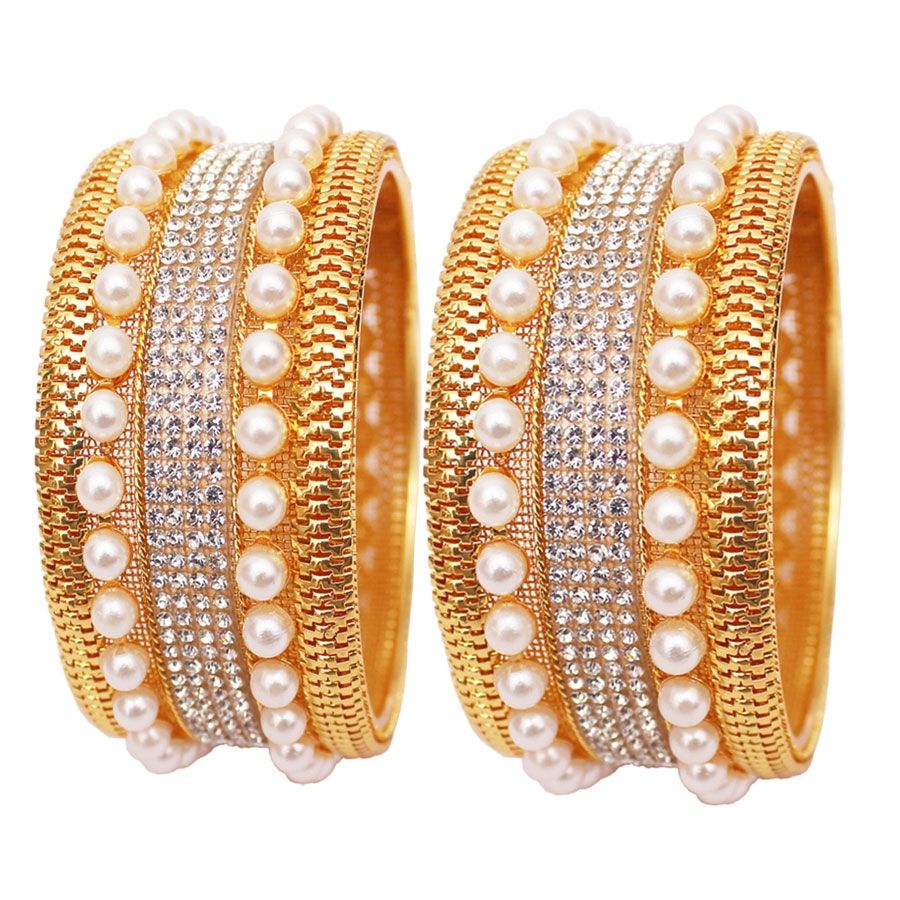 White and Off White color Metal Alloy metal Bangles : 815091
