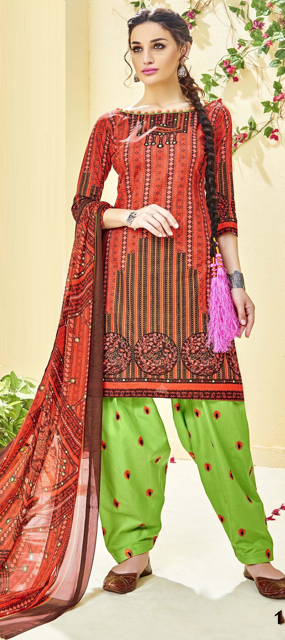 903824: Multicolor color family stitched Cotton Salwar Kameez,Party ...