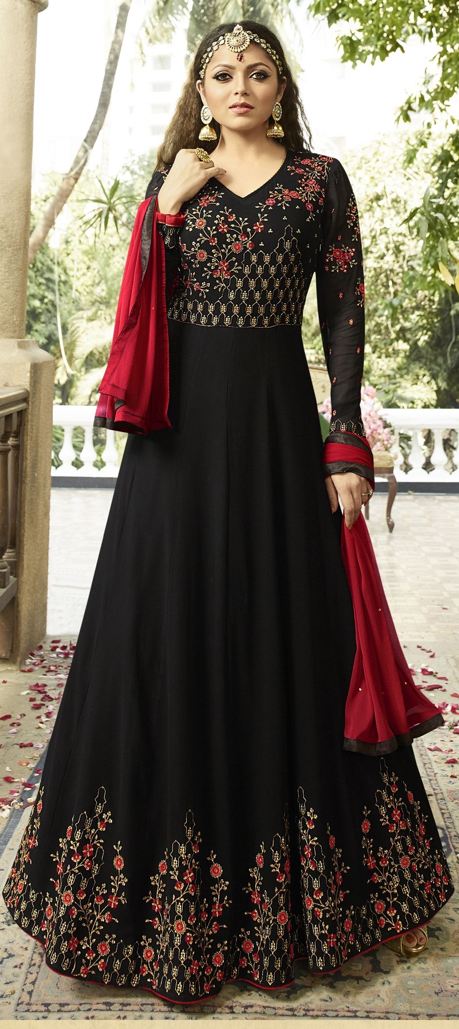 908402: Black and Grey color family semi-stiched Bollywood Salwar Kameez