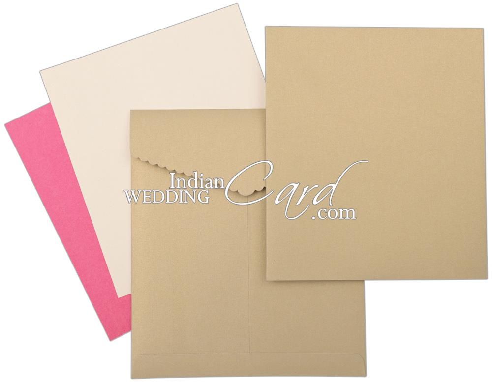 D-10143, Gold Color, Shimmery Finish Paper, Laser Cut Cards, Hindu Cards.