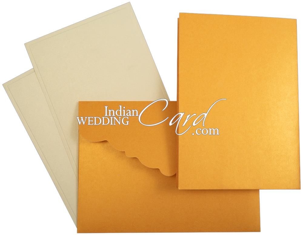 D-10411, Yellow Color, Shimmery Finish Paper, Hindu Cards.