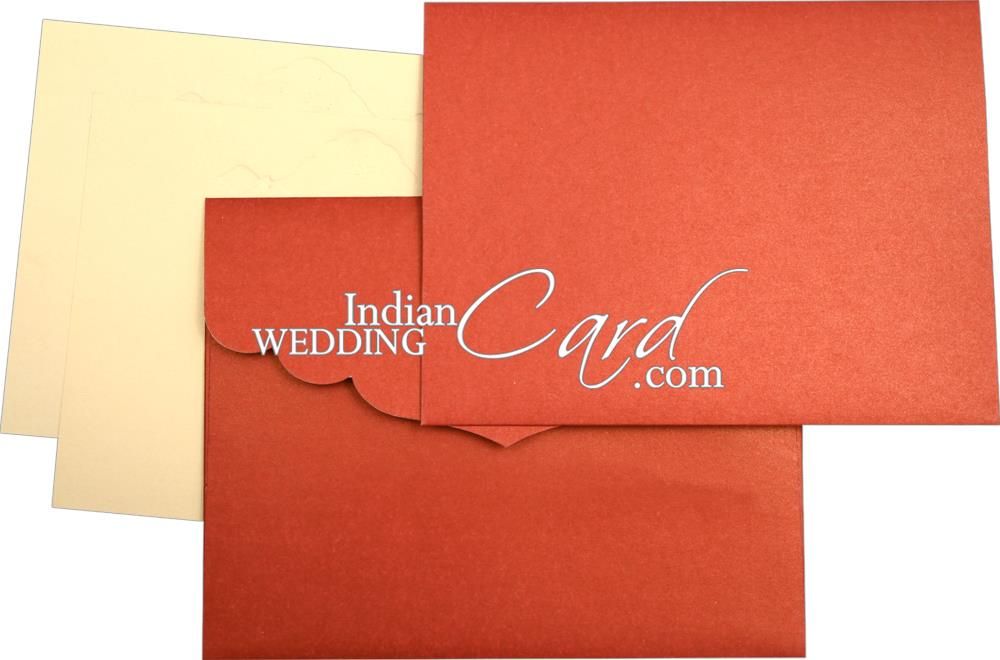 D-10485, Red Color, Shimmery Finish Paper, Hindu Cards.