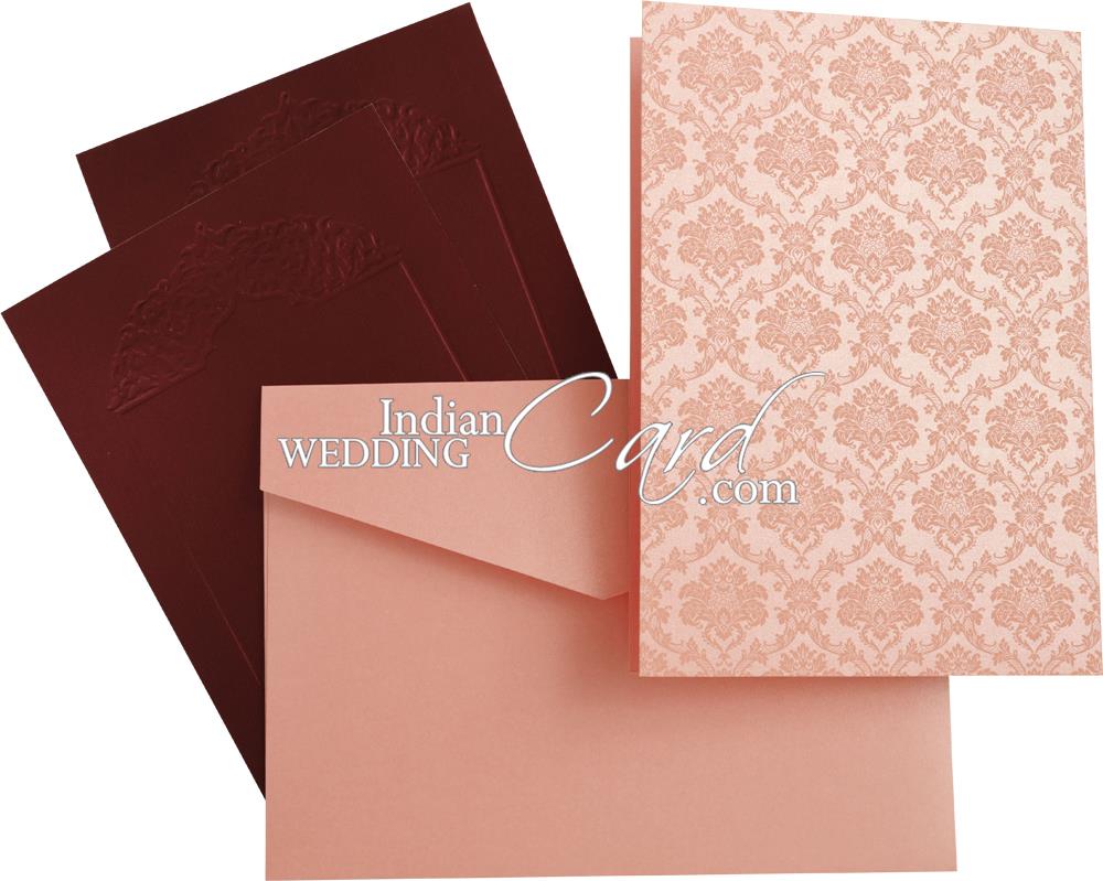 D-10545, Pink Color, Shimmery Finish Paper, Hindu Cards.