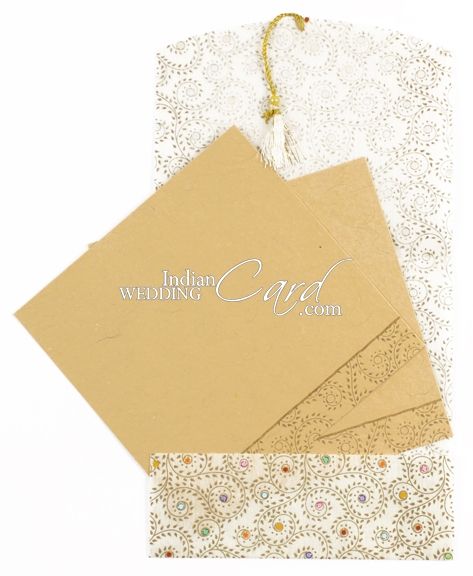 D-1381, Cream Color, Handmade Paper, Designer Multifaith Invitations.