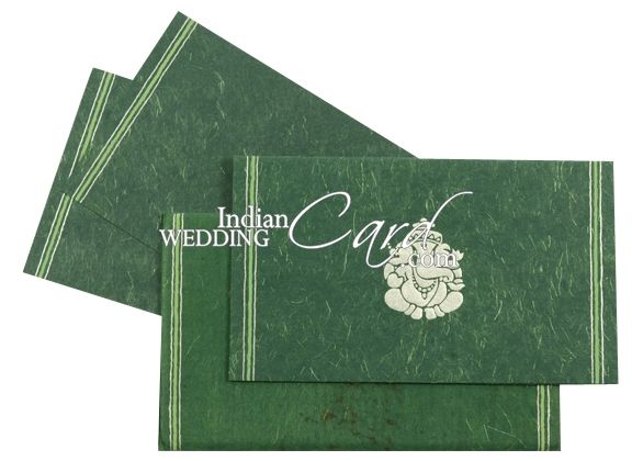 D-156, Green Color, Handmade Paper, Hindu Cards.