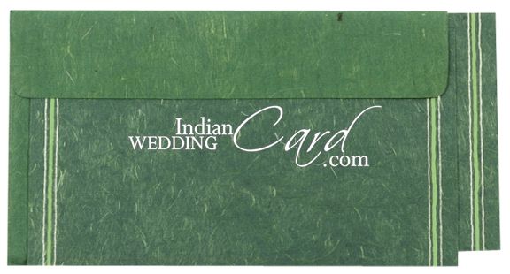 D-156, Green Color, Handmade Paper, Hindu Cards.