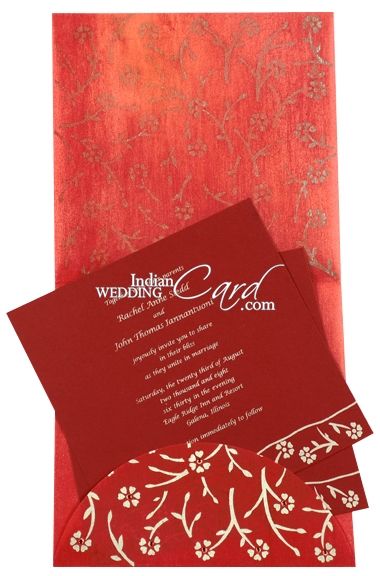 D-1612, Red Color, Designer Multifaith Invitations, Card with Rhinestones.