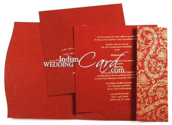 D-2105, Red Color, Handmade Paper, Hindu Cards.