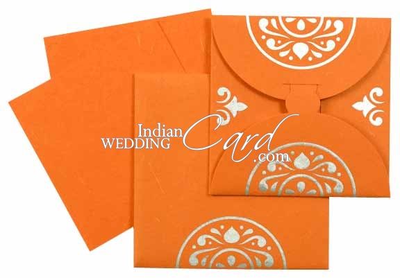 D-2342, Orange Color, Handmade Paper, Odd Shape Cards, Small Size Cards ...