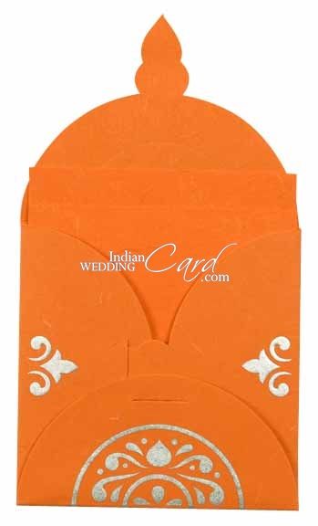 D-2342, Orange Color, Handmade Paper, Odd Shape Cards, Small Size Cards ...