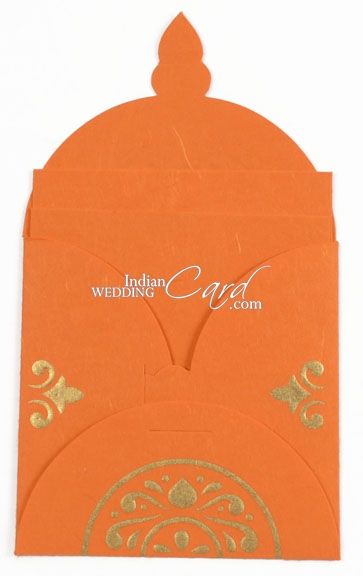 D-2370, Orange Color, Handmade Paper, Odd Shape Cards, Small Size Cards ...