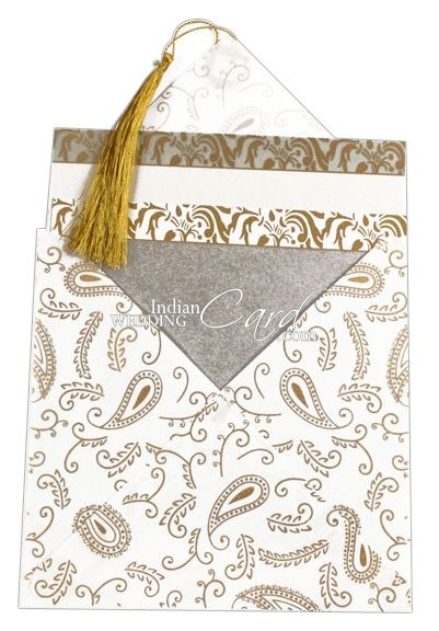 D-2813, White Color, Shimmery Finish Paper, Odd Shape Cards, Designer ...