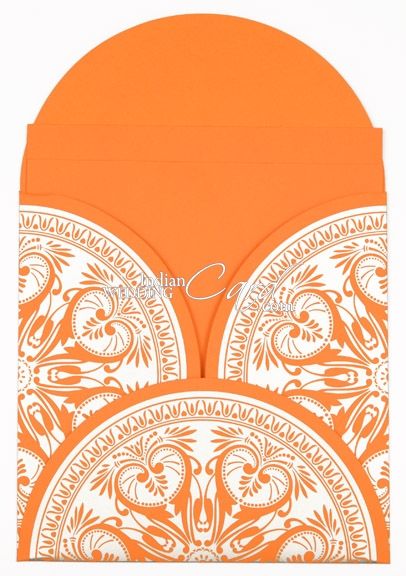D-3281, Orange Color, Odd Shape Cards, Designer Multifaith Invitations.