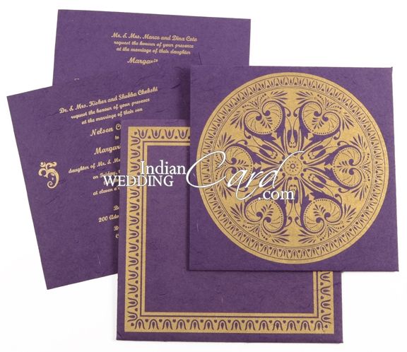 D-3322, Purple Color, Handmade Paper, Odd Shape Cards, Designer ...